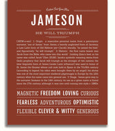 Jameson Personalized Name Meaning Art Prints – Name Stories