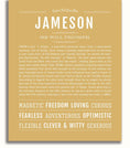 Jameson Personalized Name Meaning Art Prints – Name Stories