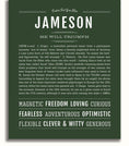 Jameson Personalized Name Meaning Art Prints – Name Stories
