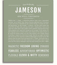 Jameson Personalized Name Meaning Art Prints – Name Stories