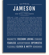 Jameson Personalized Name Meaning Art Prints – Name Stories