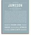Jameson Personalized Name Meaning Art Prints – Name Stories