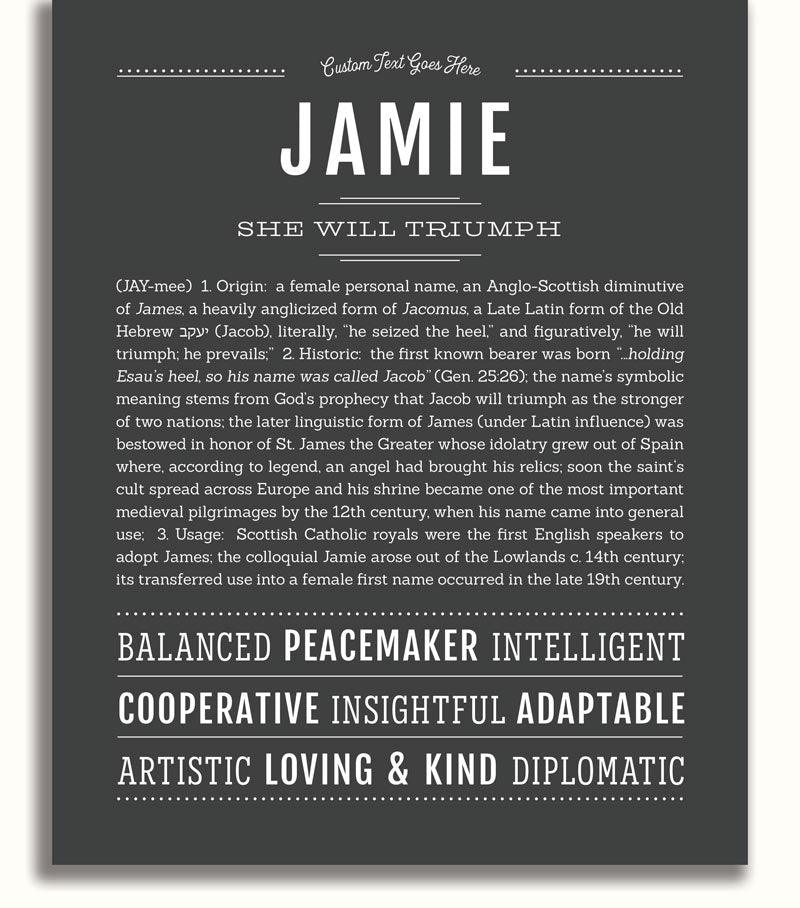 Jamie Personalized Name Meaning Art Prints – Name Stories