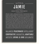 Jamie Personalized Name Meaning Art Prints – Name Stories