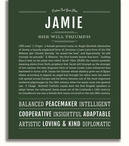 Jamie Personalized Name Meaning Art Prints – Name Stories
