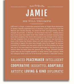 Jamie Personalized Name Meaning Art Prints – Name Stories
