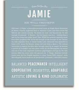 Jamie Personalized Name Meaning Art Prints – Name Stories