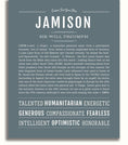 Jamison Personalized Name Meaning Art Prints – Name Stories