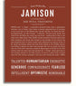 Jamison Personalized Name Meaning Art Prints – Name Stories