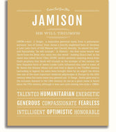Jamison Personalized Name Meaning Art Prints – Name Stories