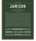 Jamison Personalized Name Meaning Art Prints – Name Stories