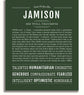 Jamison Personalized Name Meaning Art Prints – Name Stories