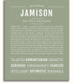 Jamison Personalized Name Meaning Art Prints – Name Stories