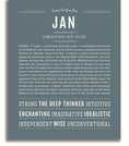 Jan Personalized Name Meaning Art Prints – Name Stories