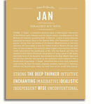 Jan Personalized Name Meaning Art Prints – Name Stories