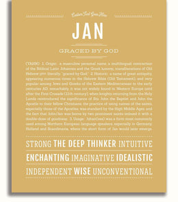 Jan Personalized Name Meaning Art Prints – Name Stories