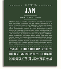 Jan Personalized Name Meaning Art Prints – Name Stories
