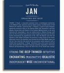 Jan Personalized Name Meaning Art Prints – Name Stories