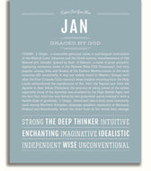 Jan Personalized Name Meaning Art Prints – Name Stories