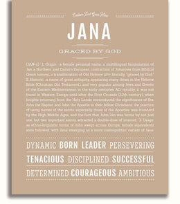 Jana Personalized Name Meaning Art Prints – Name Stories