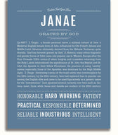 Janae Personalized Name Meaning Art Prints – Name Stories