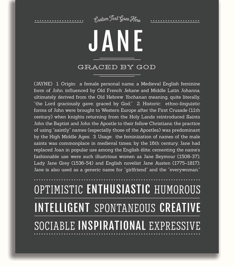 Jane Personalized Name Meaning Art Prints – Name Stories