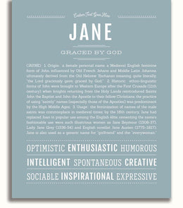 Jane | Name Art Print – Name Stories