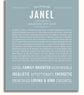 Janel Personalized Name Meaning Art Prints – Name Stories