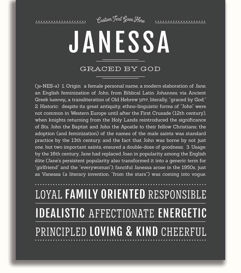 Janessa Personalized Name Meaning Art Prints – Name Stories