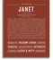 Janet Personalized Name Meaning Art Prints – Name Stories
