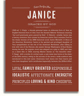 Janice Personalized Name Meaning Art Prints – Name Stories