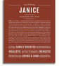 Janice Personalized Name Meaning Art Prints – Name Stories