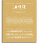Janice Personalized Name Meaning Art Prints – Name Stories