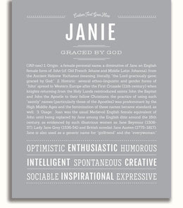 Janie | Name Art Print – Name Stories