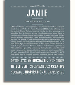 Janie Personalized Name Meaning Art Prints – Name Stories