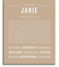 Janie Personalized Name Meaning Art Prints – Name Stories