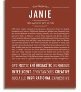 Janie Personalized Name Meaning Art Prints – Name Stories