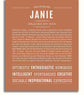 Janie Personalized Name Meaning Art Prints – Name Stories