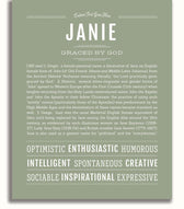 Janie Personalized Name Meaning Art Prints – Name Stories