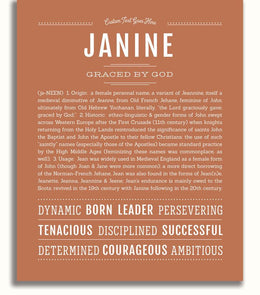 Janine Personalized Name Meaning Art Prints – Name Stories
