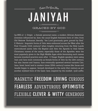 Janiyah | Name Art Print – Name Stories
