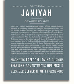 Janiyah | Name Art Print – Name Stories