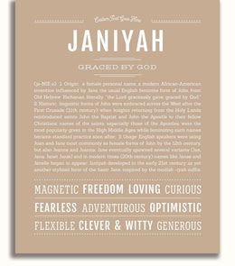 Janiyah | Name Art Print – Name Stories