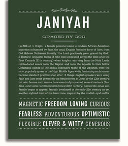 Janiyah | Name Art Print – Name Stories