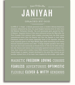 Janiyah | Name Art Print – Name Stories