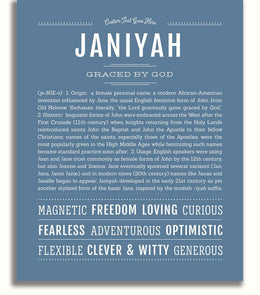 Janiyah | Name Art Print – Name Stories