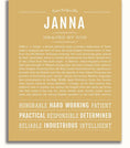 Janna Personalized Name Meaning Art Prints – Name Stories