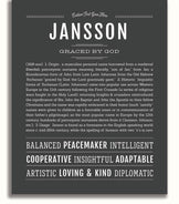 Jansson Personalized Name Meaning Art Prints – Name Stories