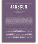 Jansson Personalized Name Meaning Art Prints – Name Stories
