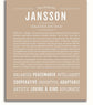 Jansson Personalized Name Meaning Art Prints – Name Stories